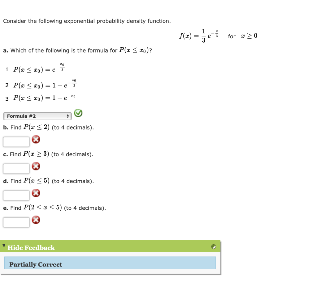 Solved Consider the following exponential probability | Chegg.com