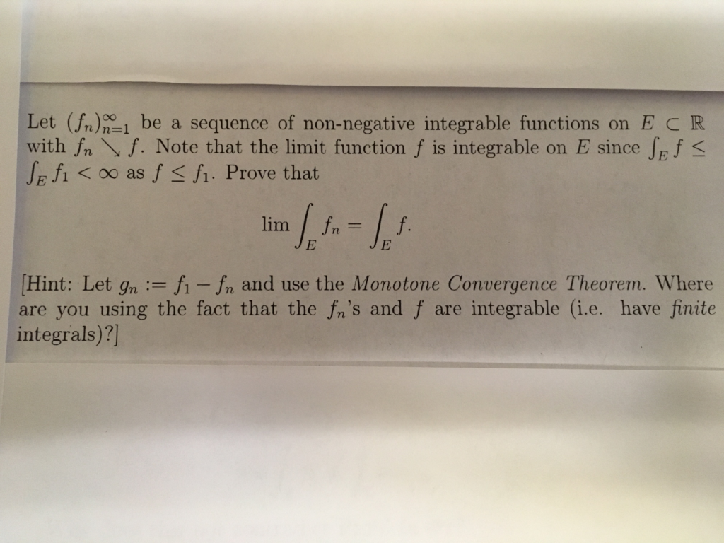 Solved Let () be a sequence of non-negative integrable | Chegg.com