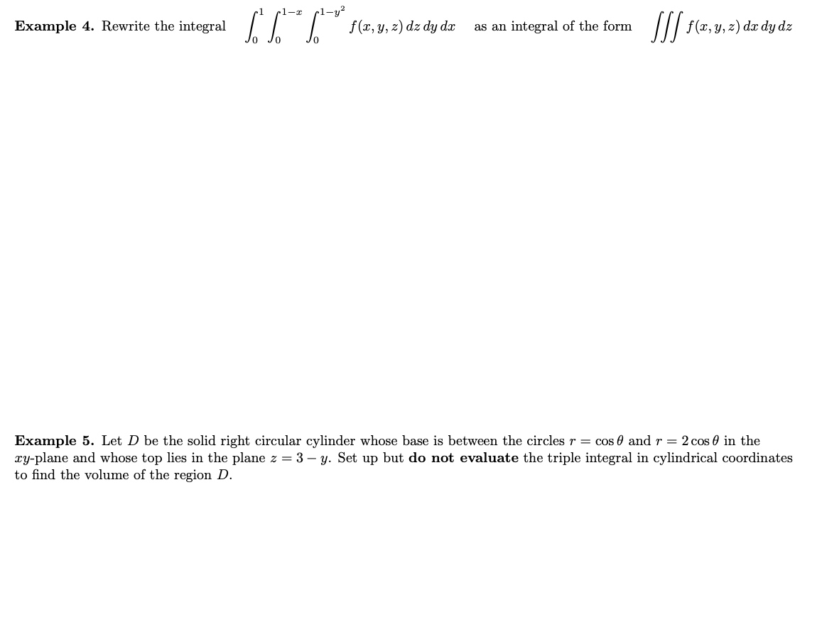 Solved Example 4. Rewrite the integral | Chegg.com