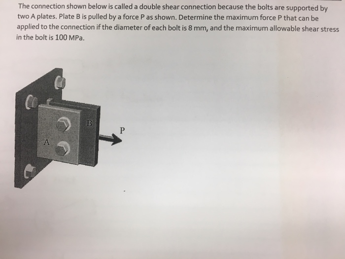 Solved The connection shown below is called a double shear | Chegg.com