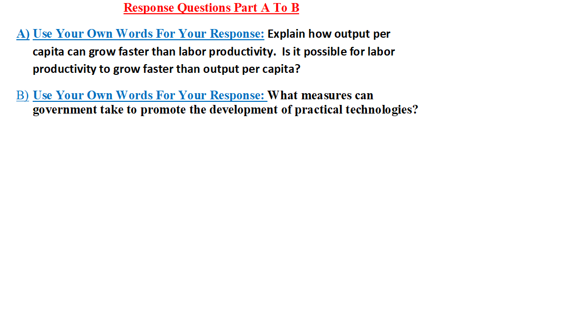 Solved Response Questions Part A To B A) Use Your Own Words | Chegg.com