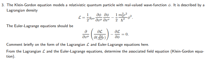 1 -02 29u achar 3. The Klein-Gordon equation models a | Chegg.com