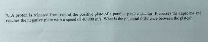 Solved A proton is released from rest at the positive plate | Chegg.com