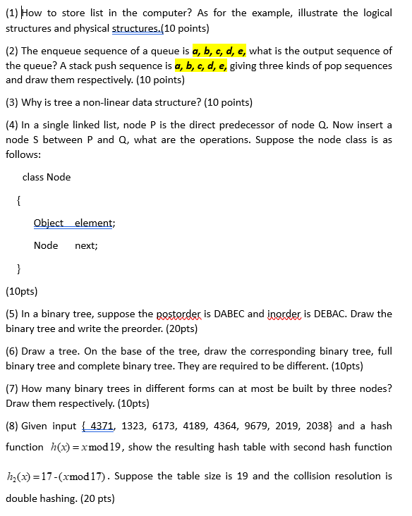 Solved (1) How to store list in the computer? As for the | Chegg.com