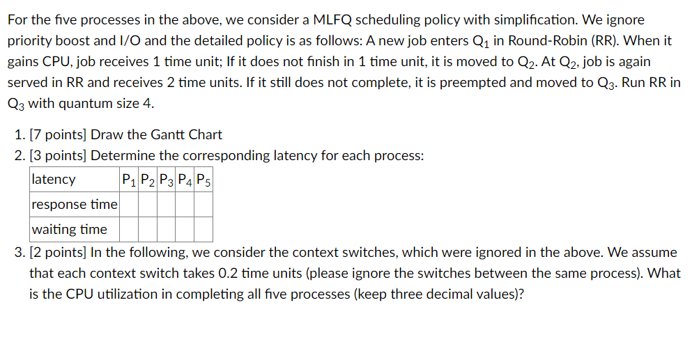 Solved We consider these five processes in the following | Chegg.com