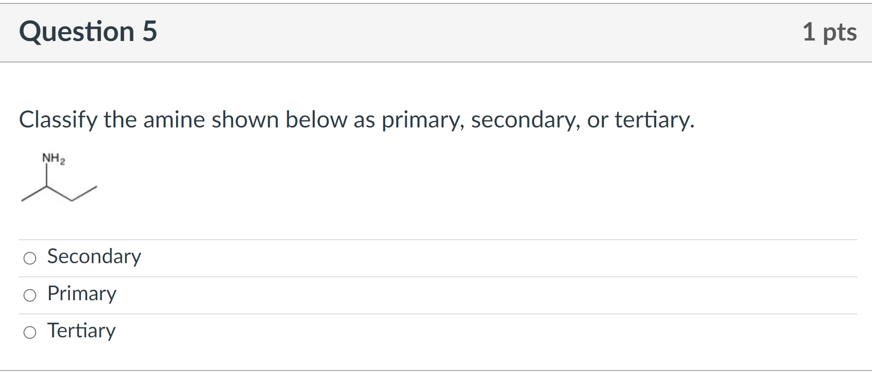 Solved Classify the amine shown below as primary, secondary, | Chegg.com