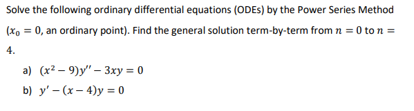 Solved Solve the following ordinary differential equations | Chegg.com
