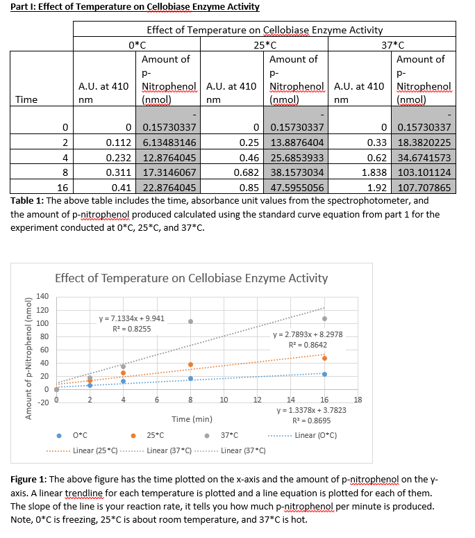 Solved Part I: Effect of Temperature on Cellobiase Enzyme | Chegg.com