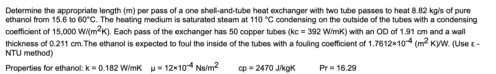 Solved Determine the appropriate length (m) per pass of a | Chegg.com