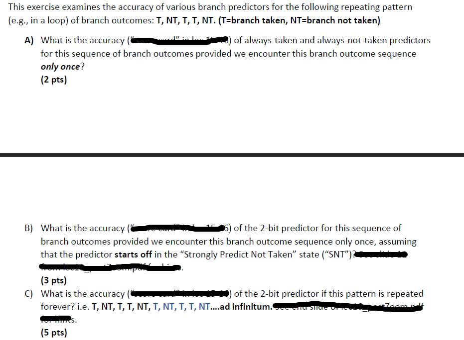Solved This exercise examines the accuracy of various branch | Chegg.com