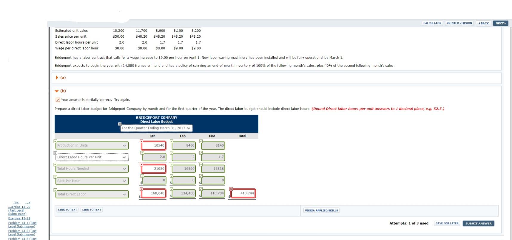 Solved Exercise 13-10 (Part Level Submission) Bridgeport | Chegg.com
