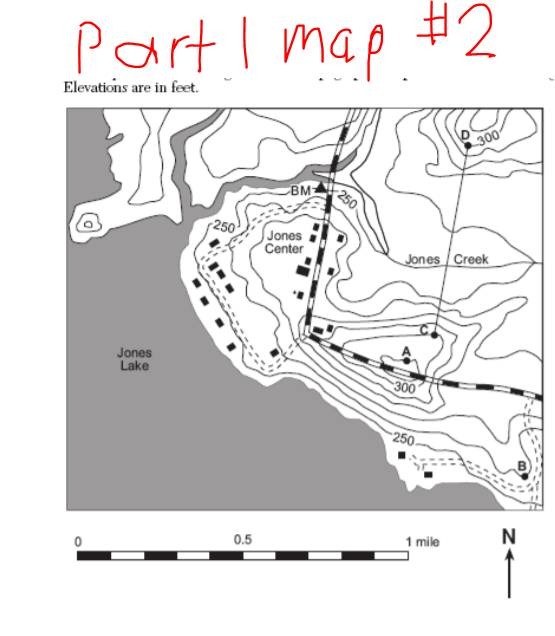 Solved part map # Stream Campsite Hidden Lake 500 600 Key N | Chegg.com