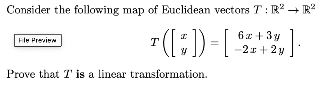 Solved Consider the following map of Euclidean vectors | Chegg.com