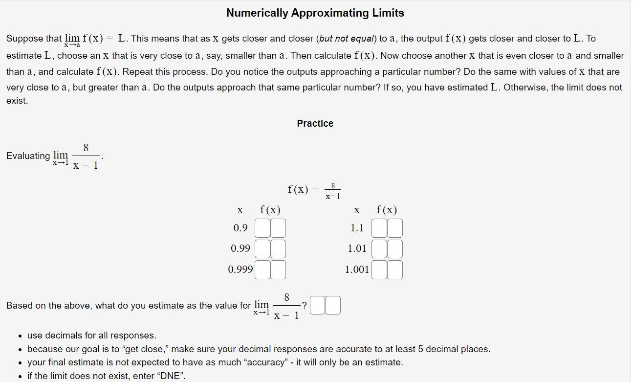 Solved Numerically Approximating Limits Suppose that t | Chegg.com