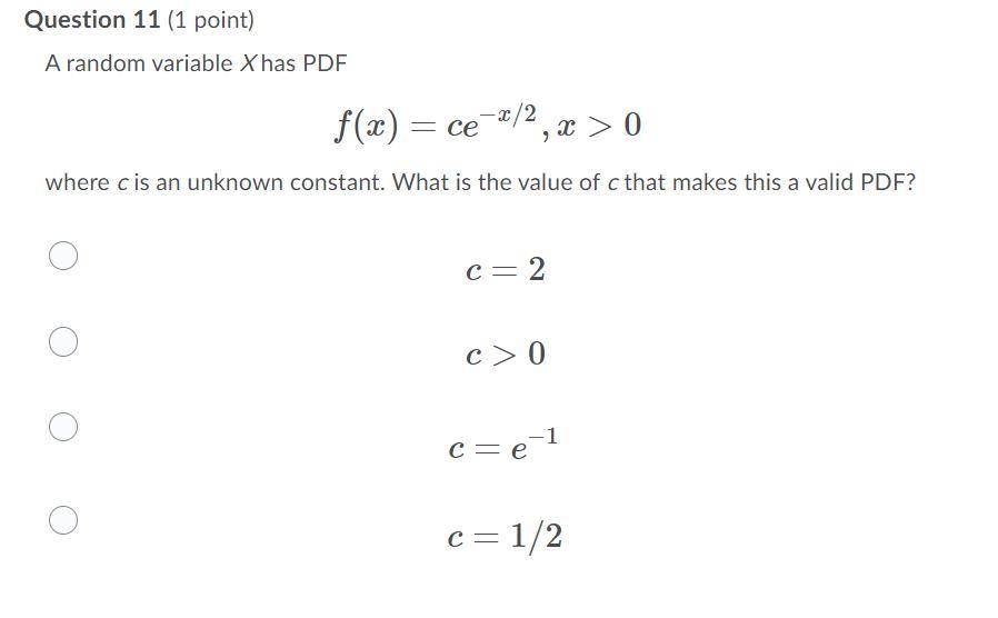 Solved Question 11 (1 point) A random variable Xhas PDF f(x) | Chegg.com
