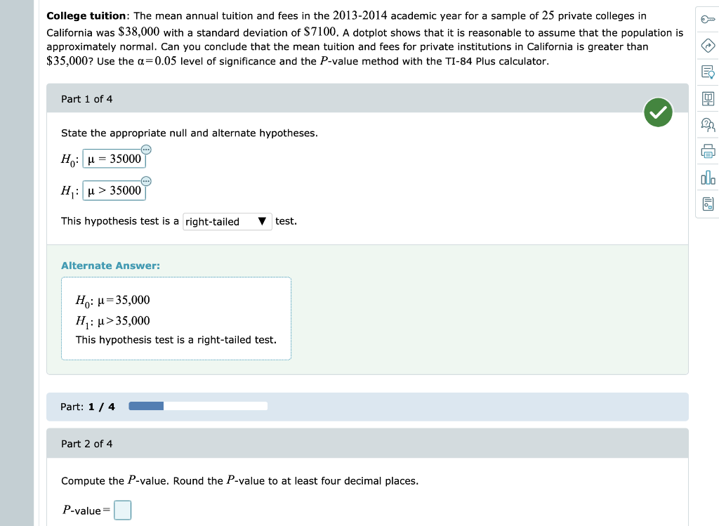 Solved College tuition: The mean annual tuition and fees in | Chegg.com