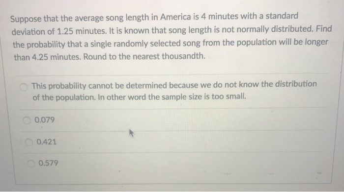 Solved Suppose that the average song length in America is 4 | Chegg.com