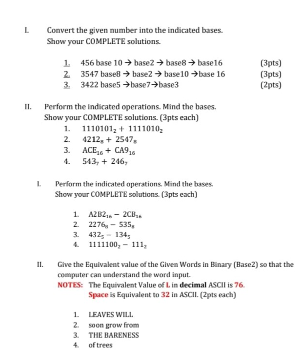 Solved 1. Convert the given number into the indicated bases. | Chegg.com