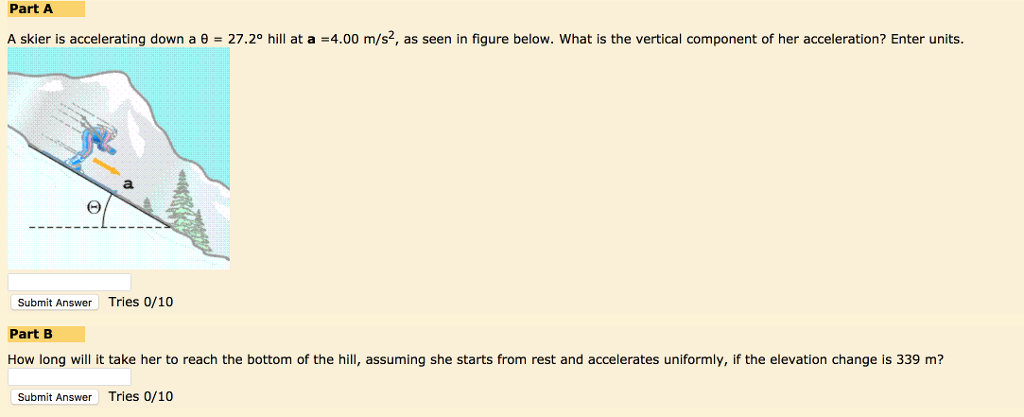 Solved Part A A skier is accelerating down a θ = 27.2° hill | Chegg.com