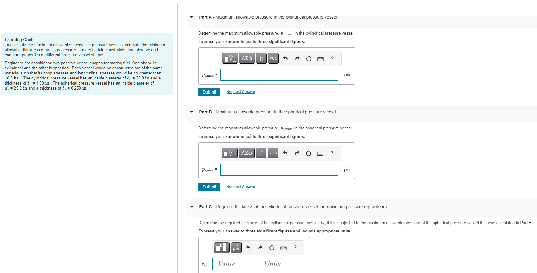 Solved Learning Goal: To calculate the maximum allowable | Chegg.com