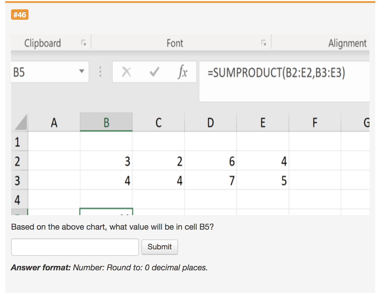 Solved #46 Clipboard Font Alignment B5 X fx | Chegg.com