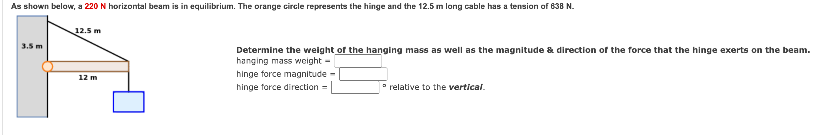 Solved As shown below, a 220 N horizontal beam is in | Chegg.com