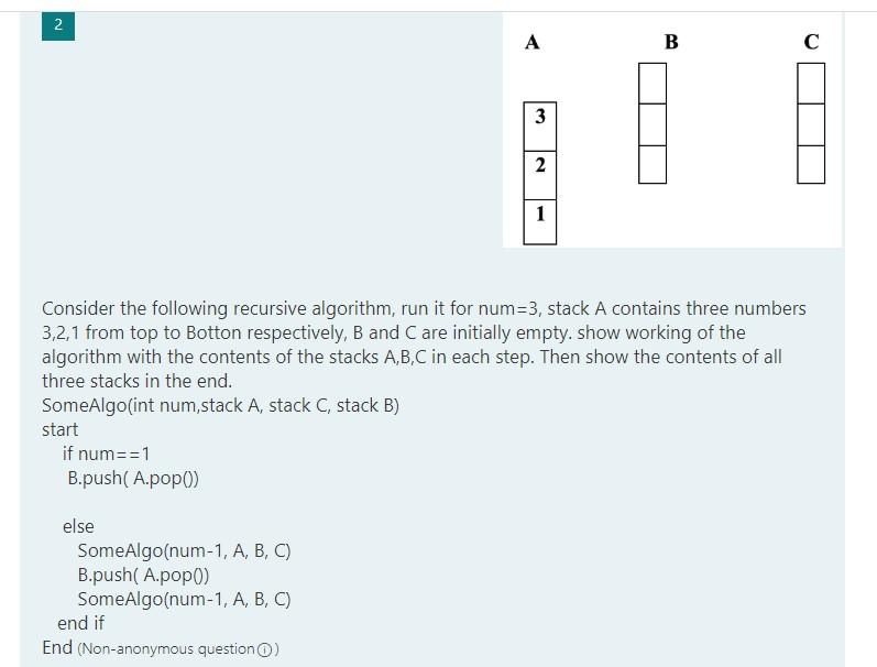 Solved N A B с 3 2 2 1 1 Consider the following recursive | Chegg.com