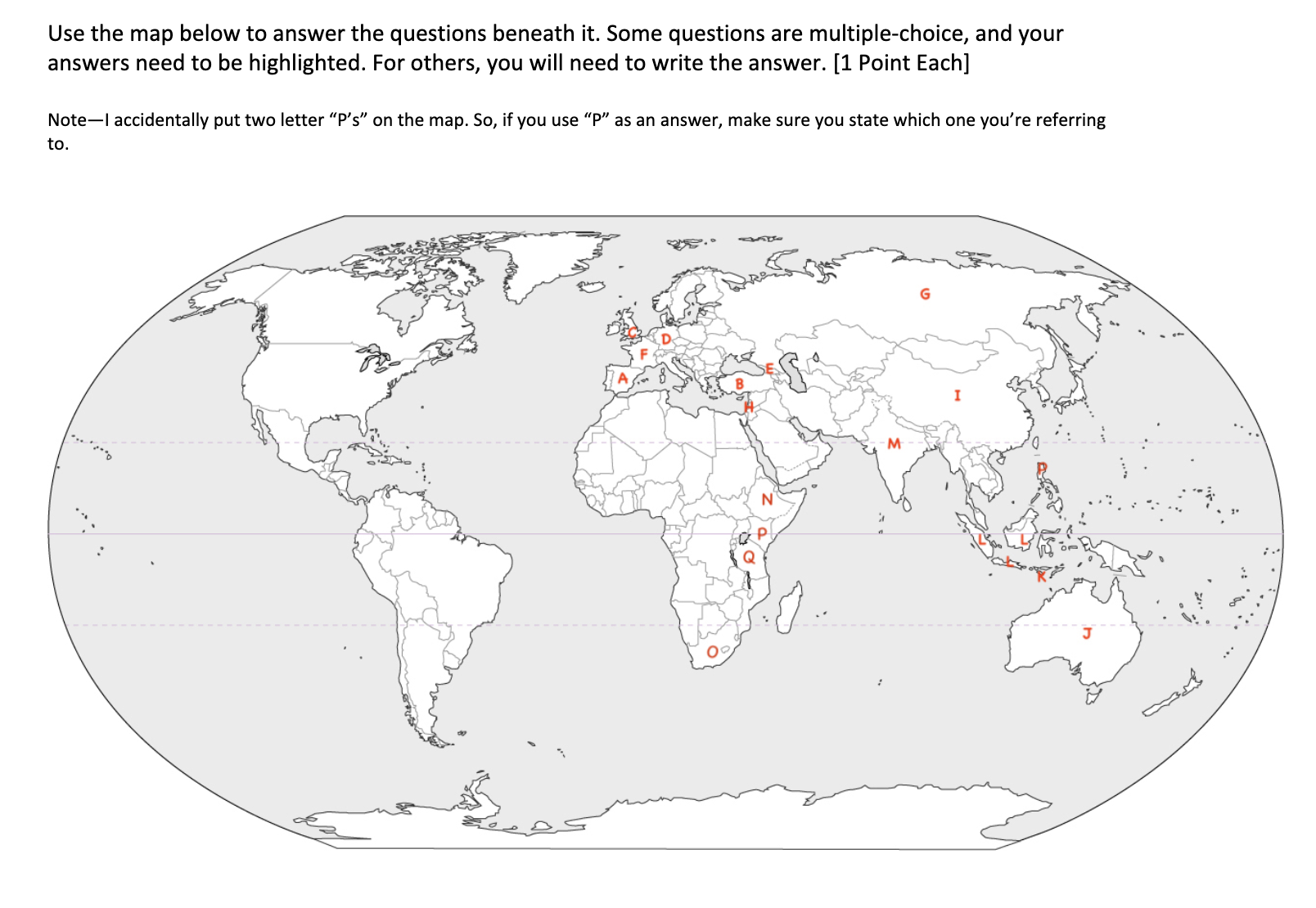 Use the map below to answer the questions beneath it. | Chegg.com