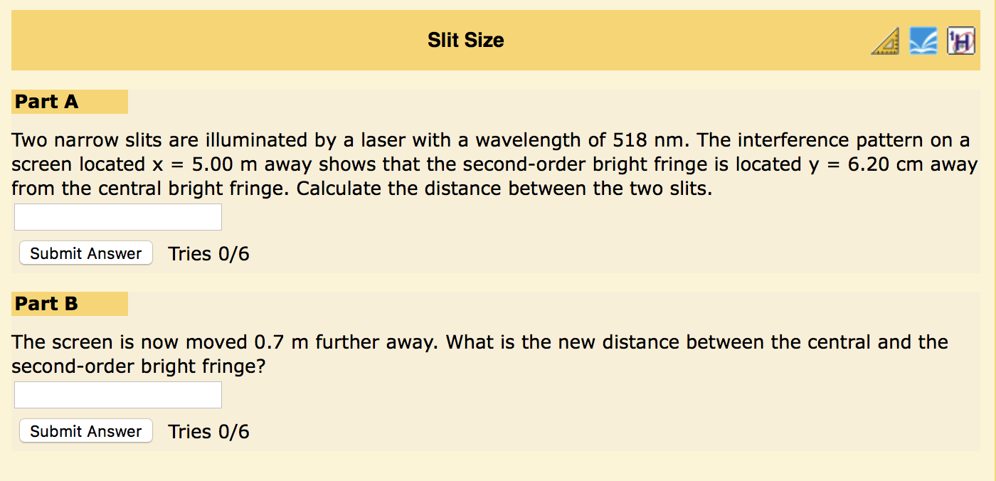 Solved Slit Size Part A Two narrow slits are illuminated by | Chegg.com