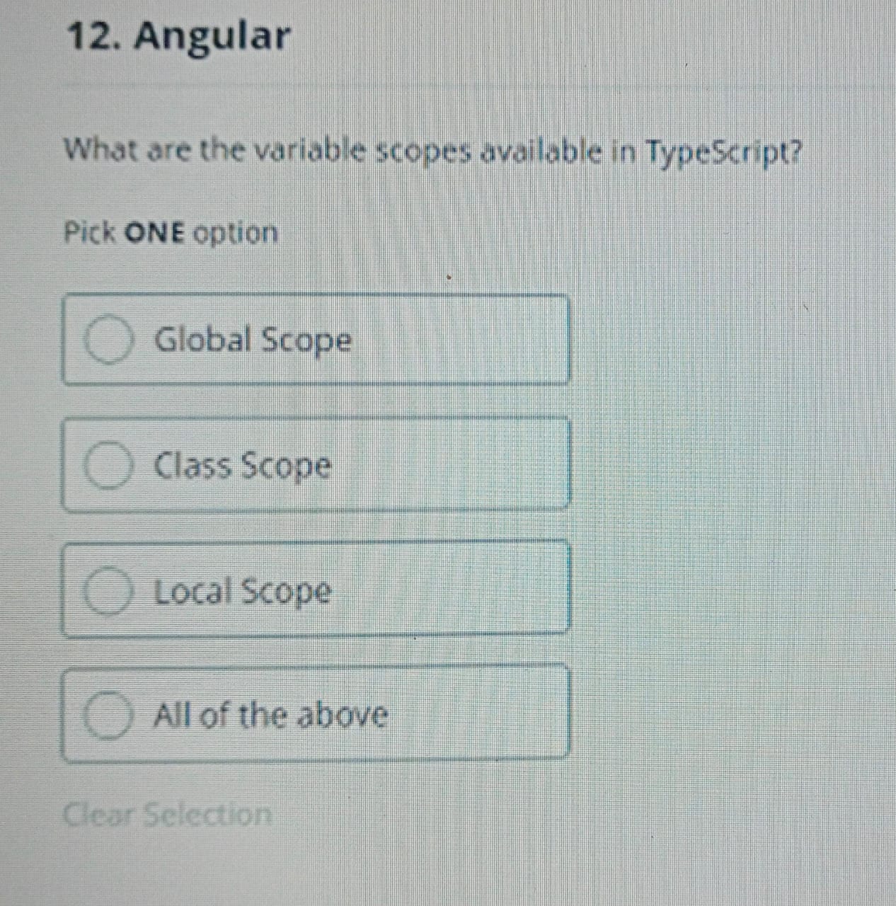 Solved AngularWhat are the variable scopes available in | Chegg.com