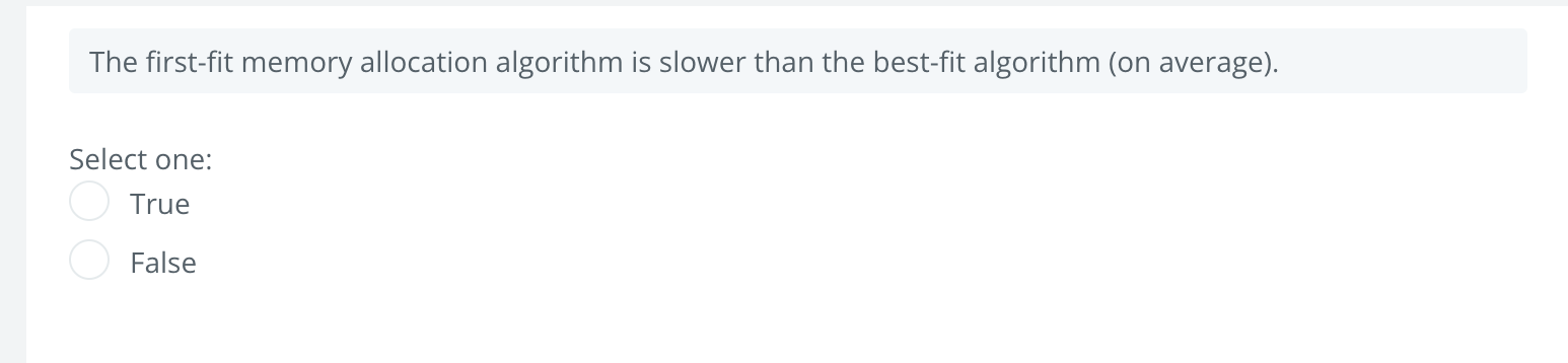 Solved The first-fit memory allocation algorithm is slower | Chegg.com