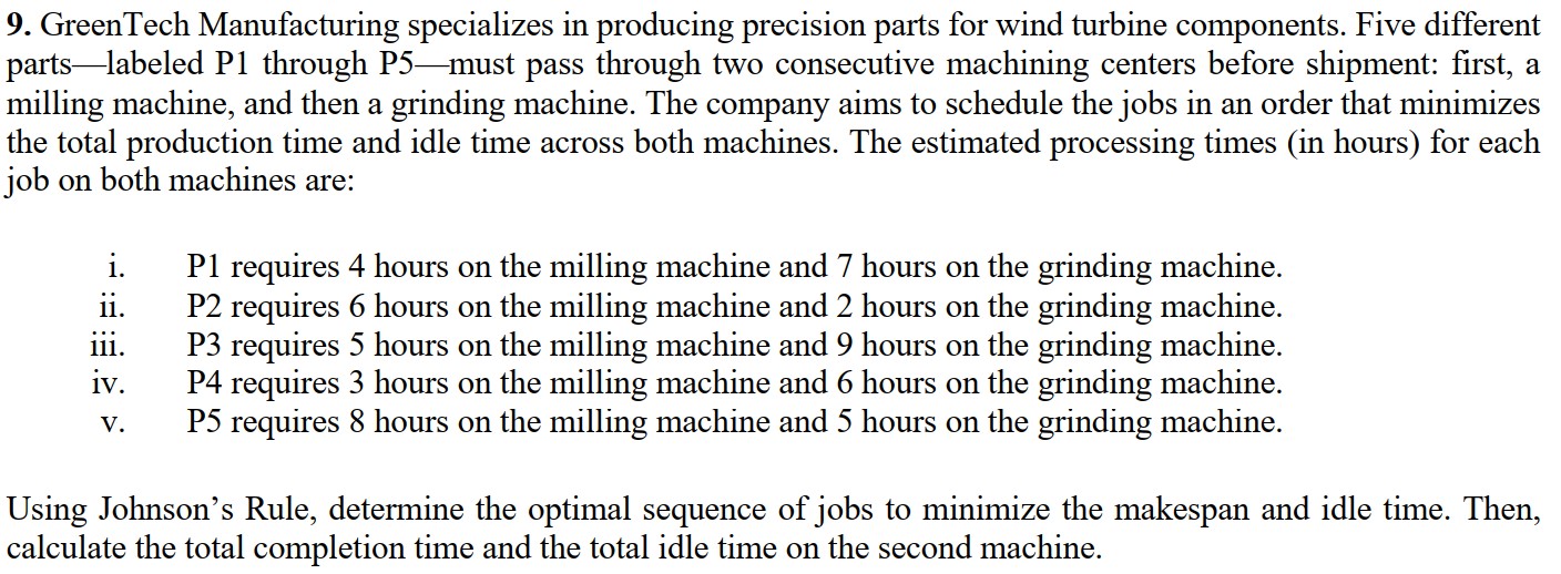 9. ﻿GreenTech Manufacturing specializes in producing | Chegg.com