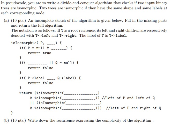 Solved n pseudocode, you are to write a divide-and-conquer | Chegg.com