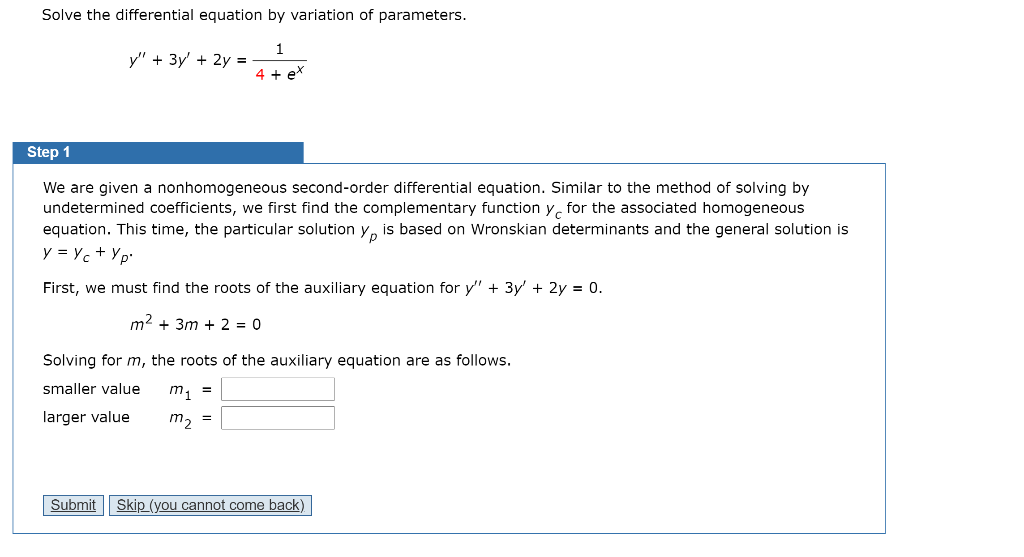 Solved Solve The Differential Equation By Variation Of