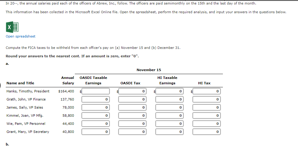 In 20−, the annual salaries paid each of the officers | Chegg.com