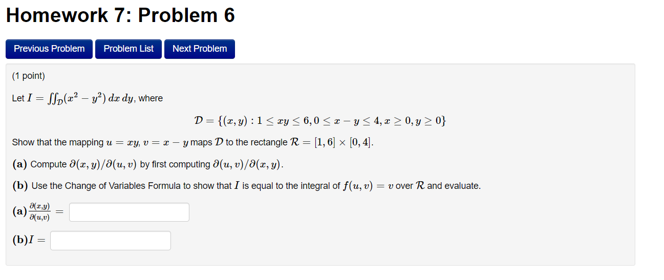 Solved Homework 7 Problem 6 Previous Problem Problem List