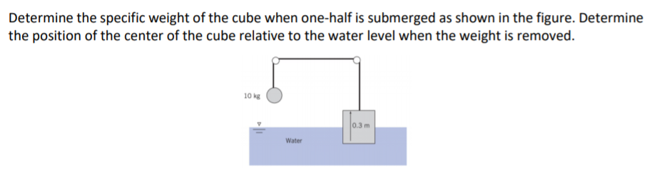 Solved Determine the specific weight of the cube when | Chegg.com