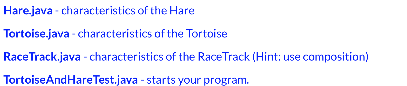 Solved IN JAVA (Simulation: The Tortoise and the Hare) In | Chegg.com