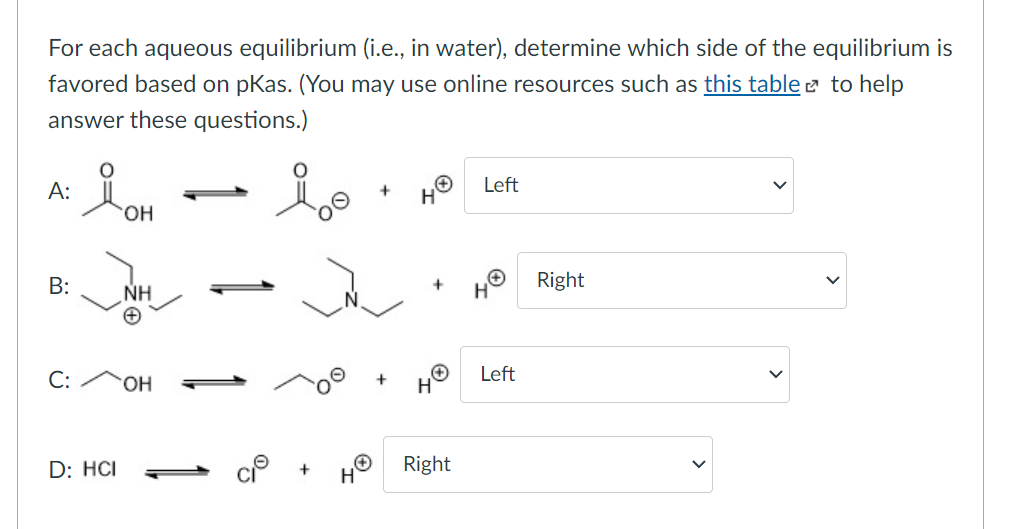 Solved For each aqueous equilibrium (i.e., in water), | Chegg.com