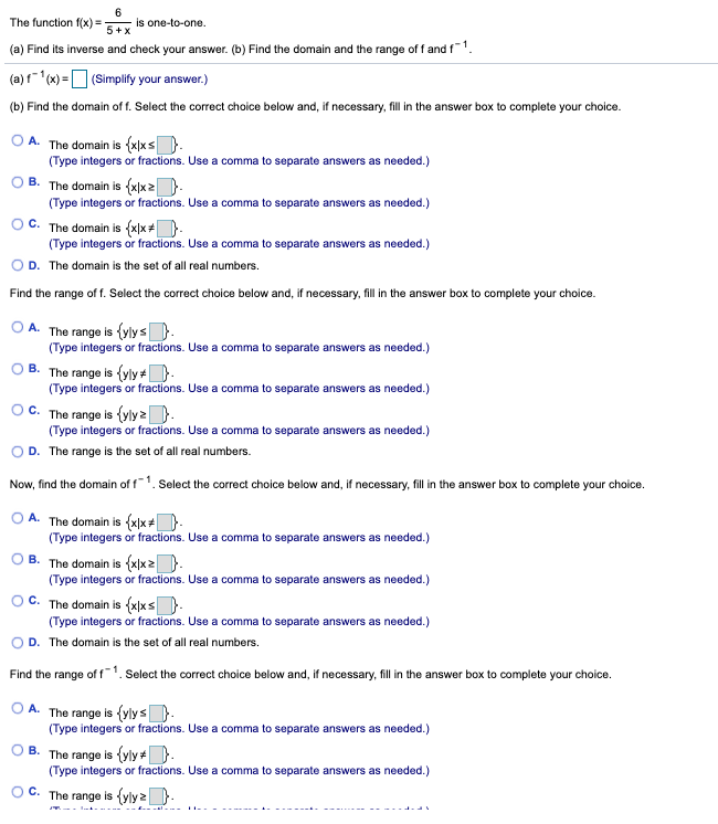 Solved 6 is one-to-one. The function f(x)= 5 + x (a) Find | Chegg.com