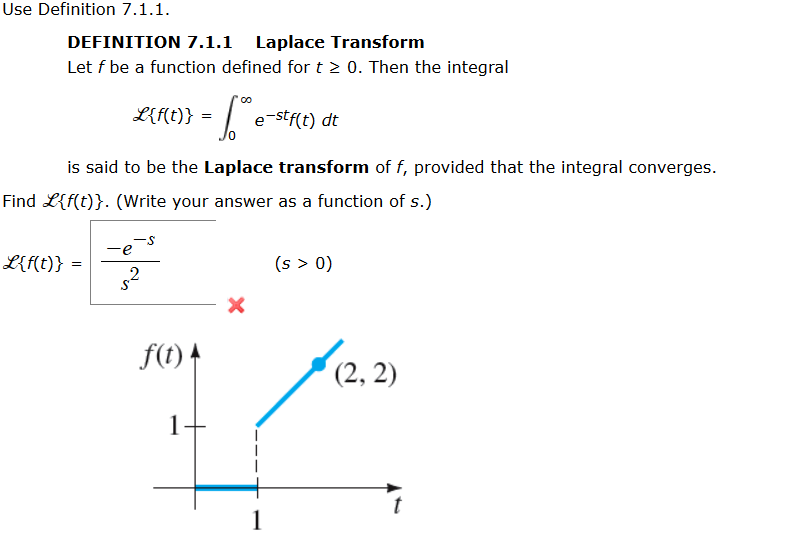 Solved Use Definition 7.1.1. DEFINITION 7.1.1 Laplace | Chegg.com Solved Use Definition 7.1.1. DEFINITION 7.1.1 Laplace | Chegg.com