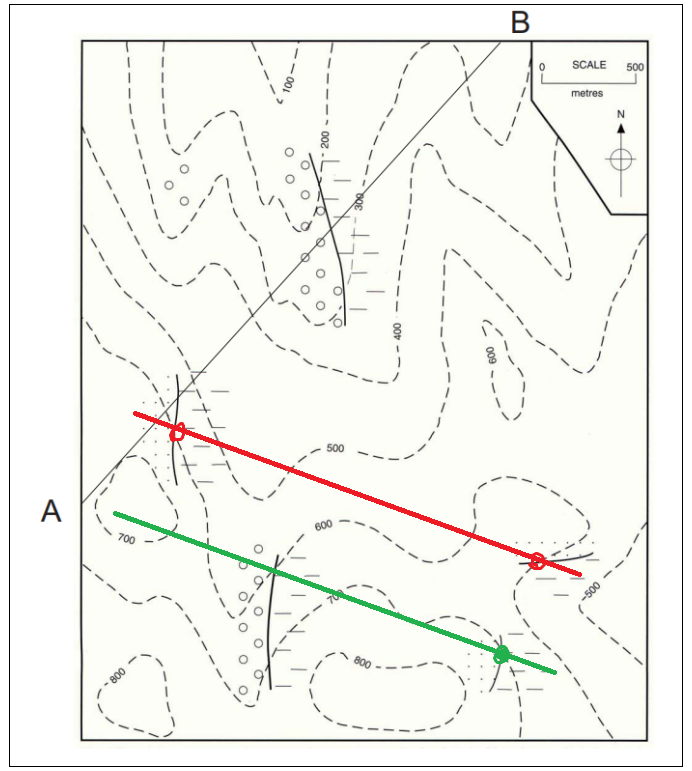 Solved Considering the following map, find the true dip and | Chegg.com