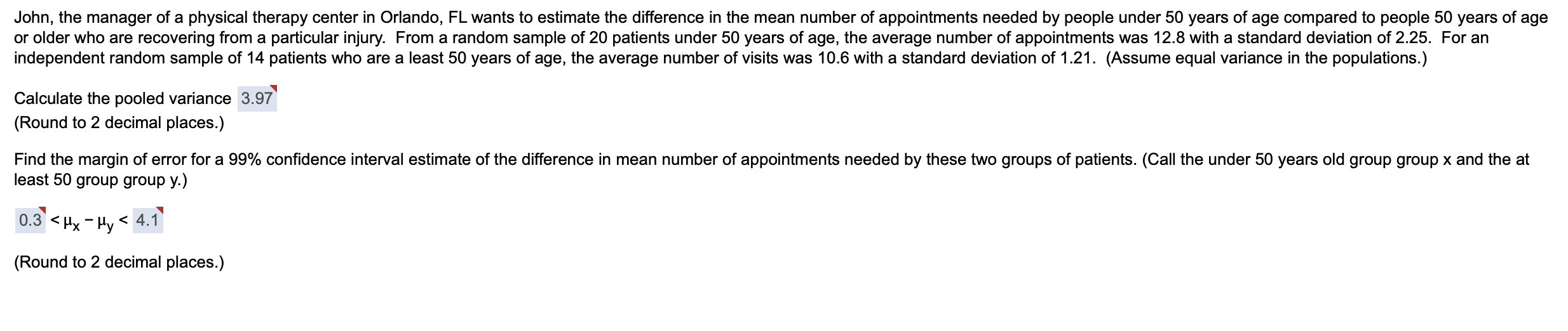 Solved Calculate the pooled variance (Round to 2 decimal | Chegg.com