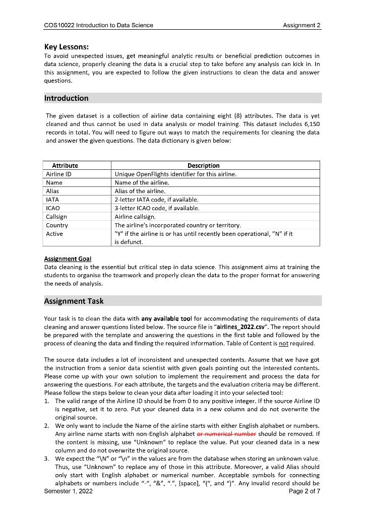 Solved COS10022 Introduction to Data Science Assignment 2 | Chegg.com