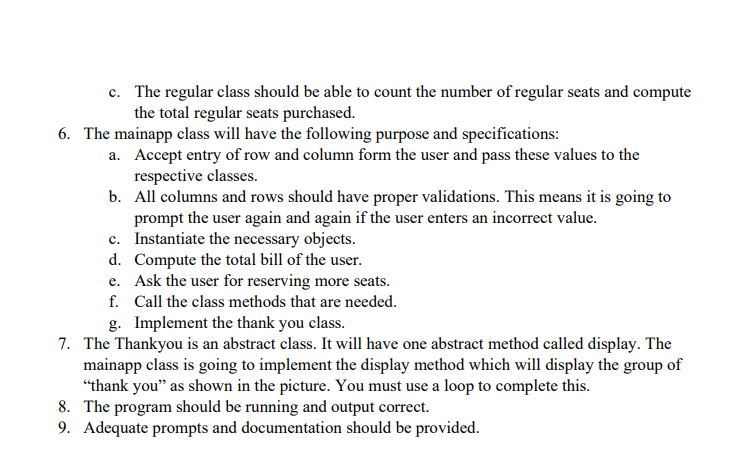 Solved The program is a seat reservation system where users | Chegg.com