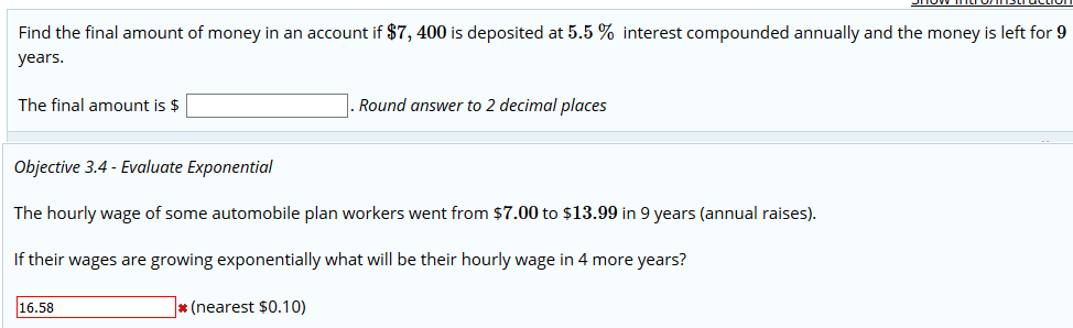 Solved Find the final amount of money in an account if $7, | Chegg.com