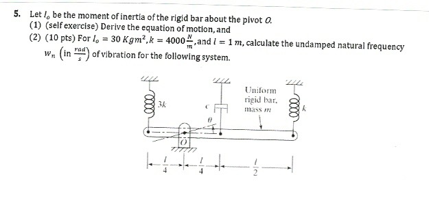 Solved 5. Let lo be the moment of inertia of the rigid bar | Chegg.com