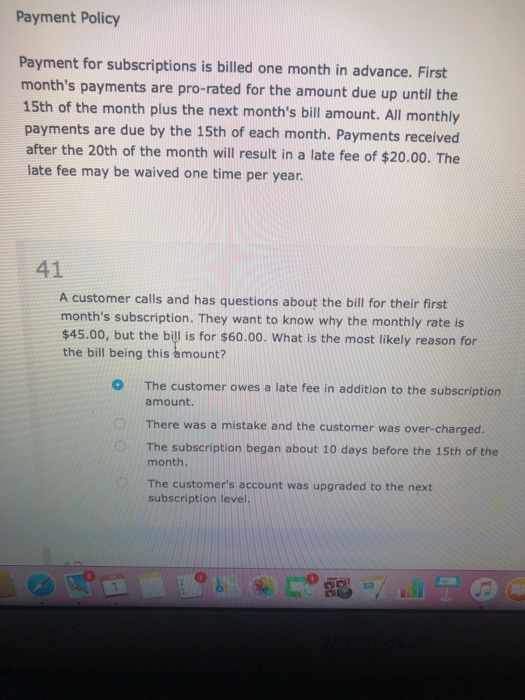 Solved Payment Policy Payment for subscriptions is billed | Chegg.com