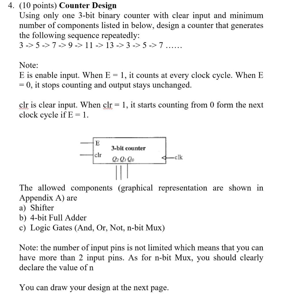 4. (10 points) Counter Design Using only one 3-bit | Chegg.com