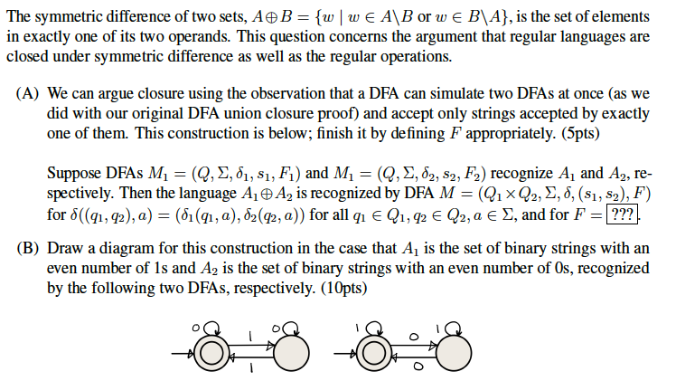 Solved The symmetric difference of two sets, AB = {w | WE | Chegg.com